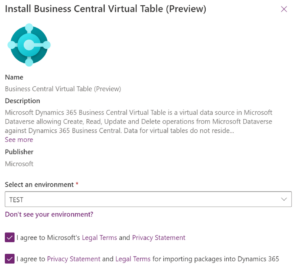 Business Central in Dataverse with Virtual Tables