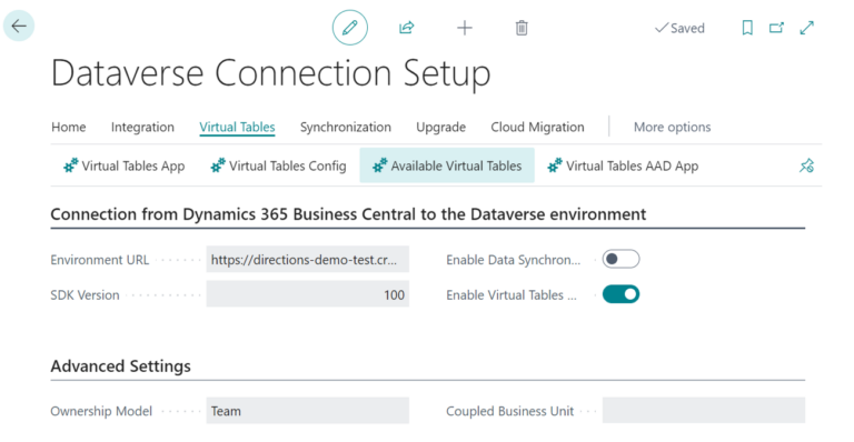 Business Central in Dataverse with Virtual Tables