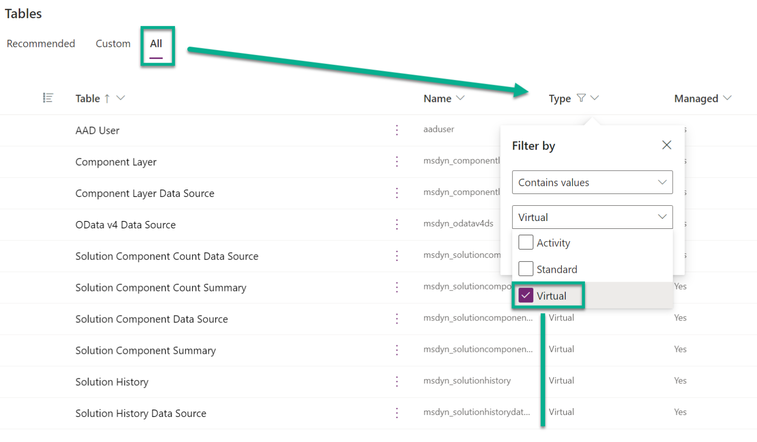 Virtual Tables in Microsoft Dataverse for Teams