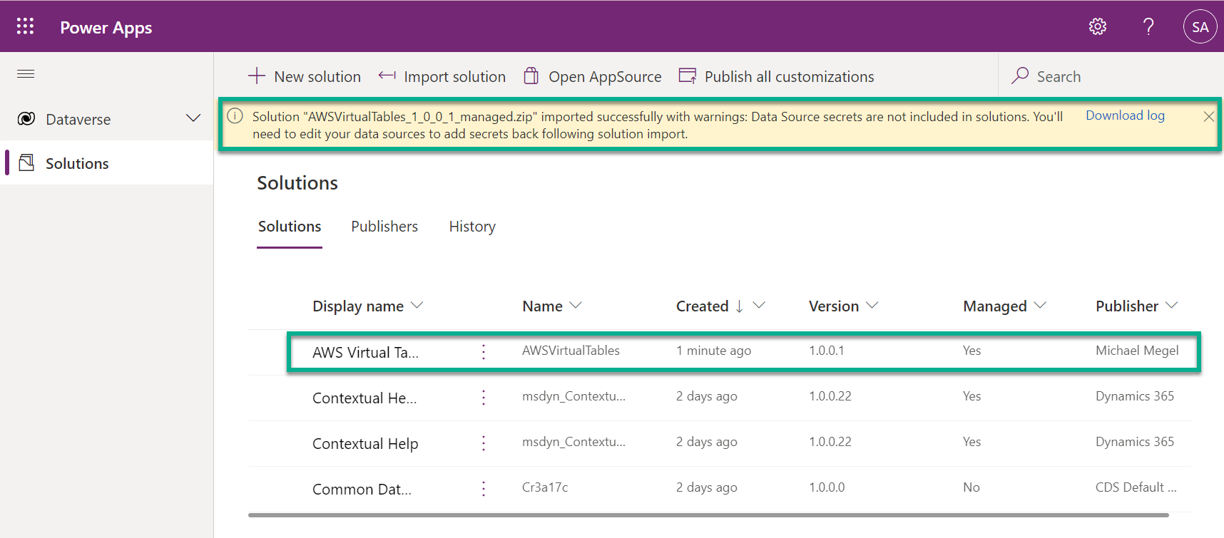Virtual Tables in Microsoft Dataverse for Teams