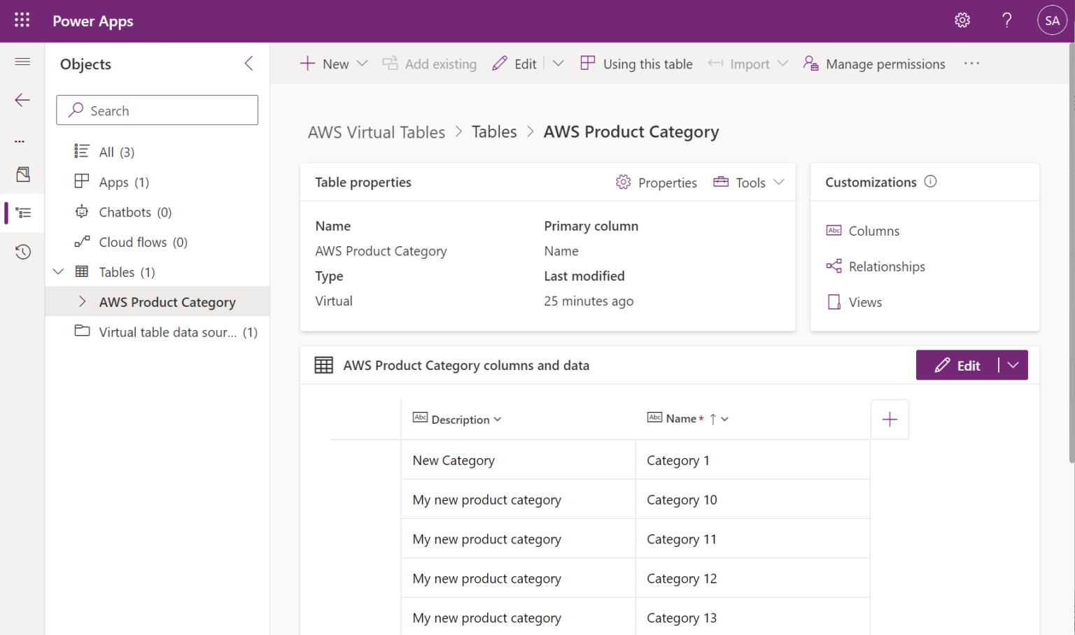 Virtual Tables in Microsoft Dataverse for Teams