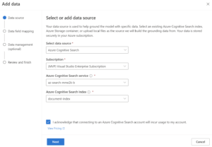 Adding a Data Source to Azure OpenAI