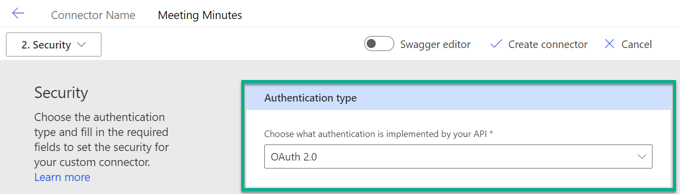 Custom Connector for Container Apps with Easy Auth Security